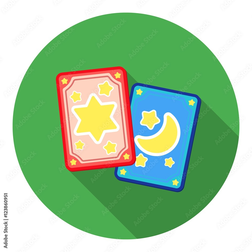 Tarot cards icon in flat style isolated on white background. Black and ...