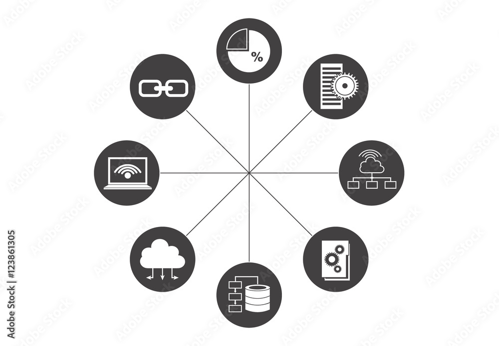 Circular Data Center Media Icon Set Stock Template | Adobe Stock