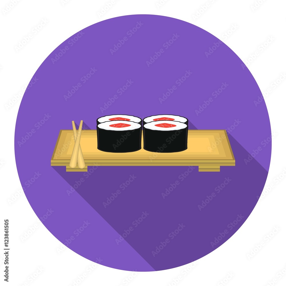 Sushi icon in flat style isolated on white background. Japan symbol ...