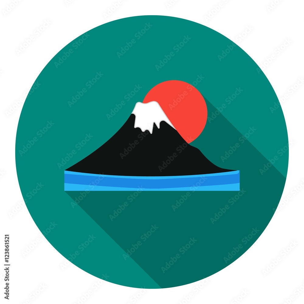 Mount Fuji icon in flat style isolated on white background. Japan ...