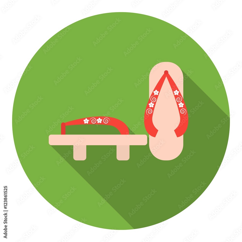 Geta icon in flat style isolated on white background. Japan symbol ...