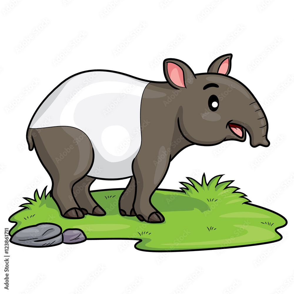 Tapir Cartoon Illustration of cute cartoon tapir. Stock Vector | Adobe ...