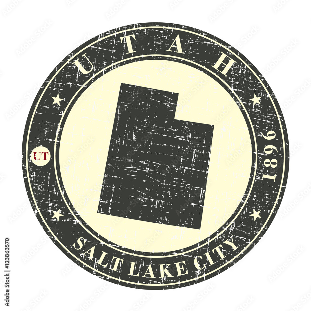 Vintage stamp with map of Utah Stock Vector | Adobe Stock