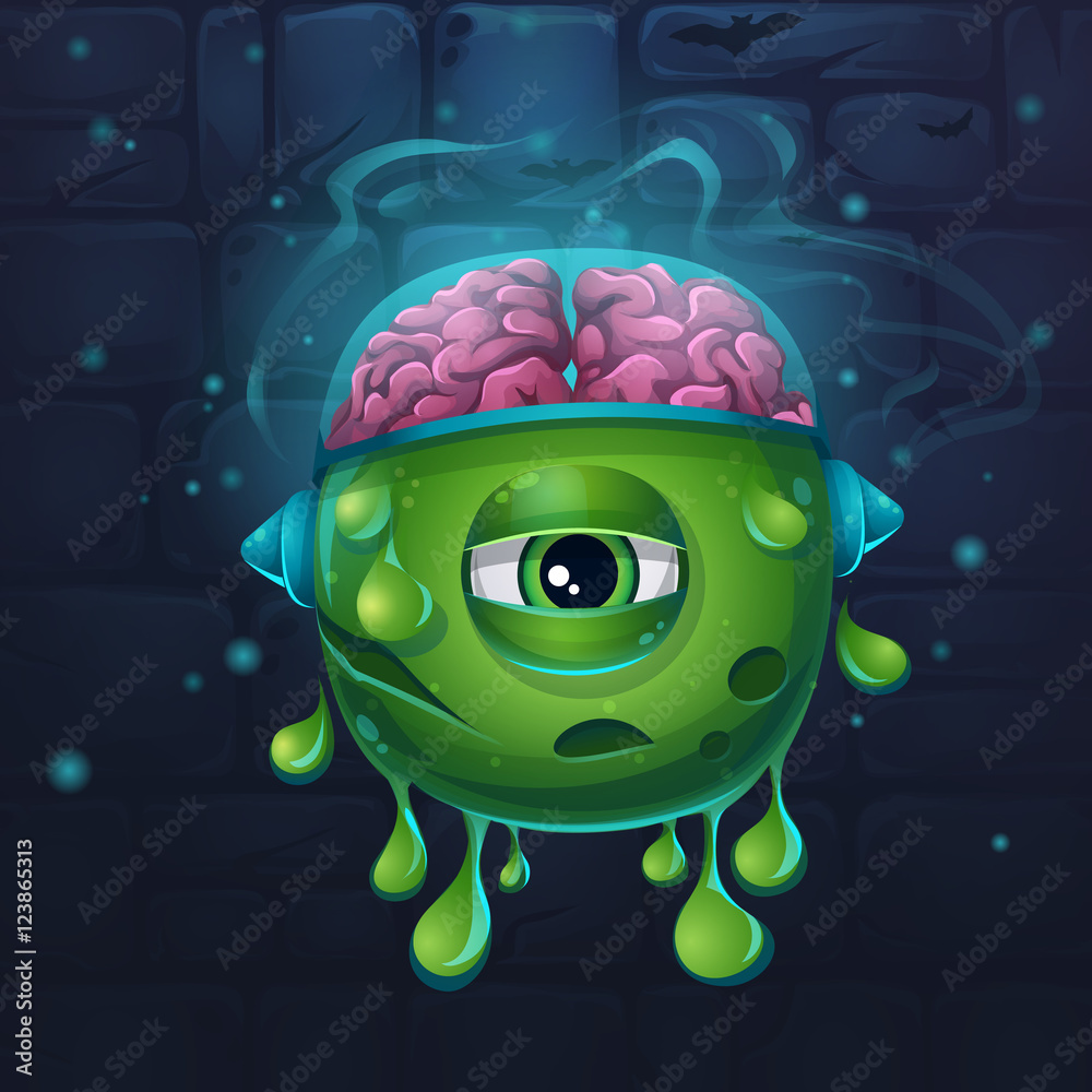 Monsters cartoon slug with brains Stock Vector | Adobe Stock