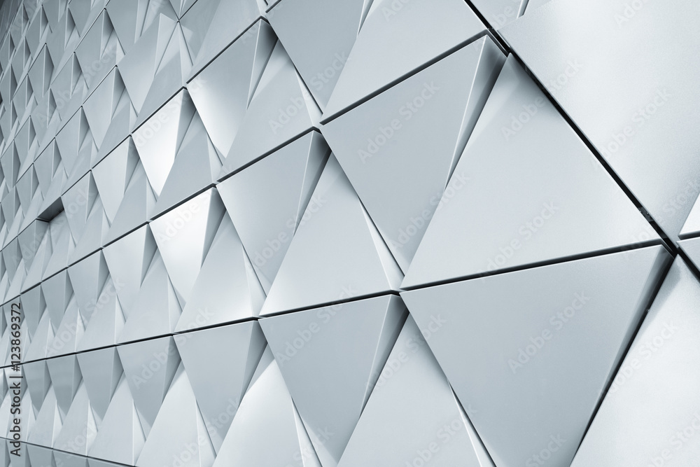 Abstract 3d illustration of modern aluminum ventilated triangles on ...