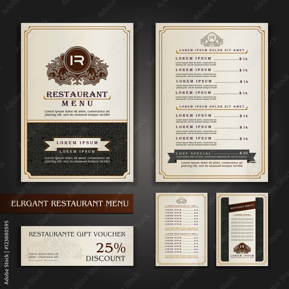 Vector Restaurant Menu Design, Brochure template with Logo Stock Vector ...