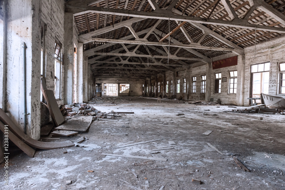 Empty industrial loft in an architectural background with bare cement ...