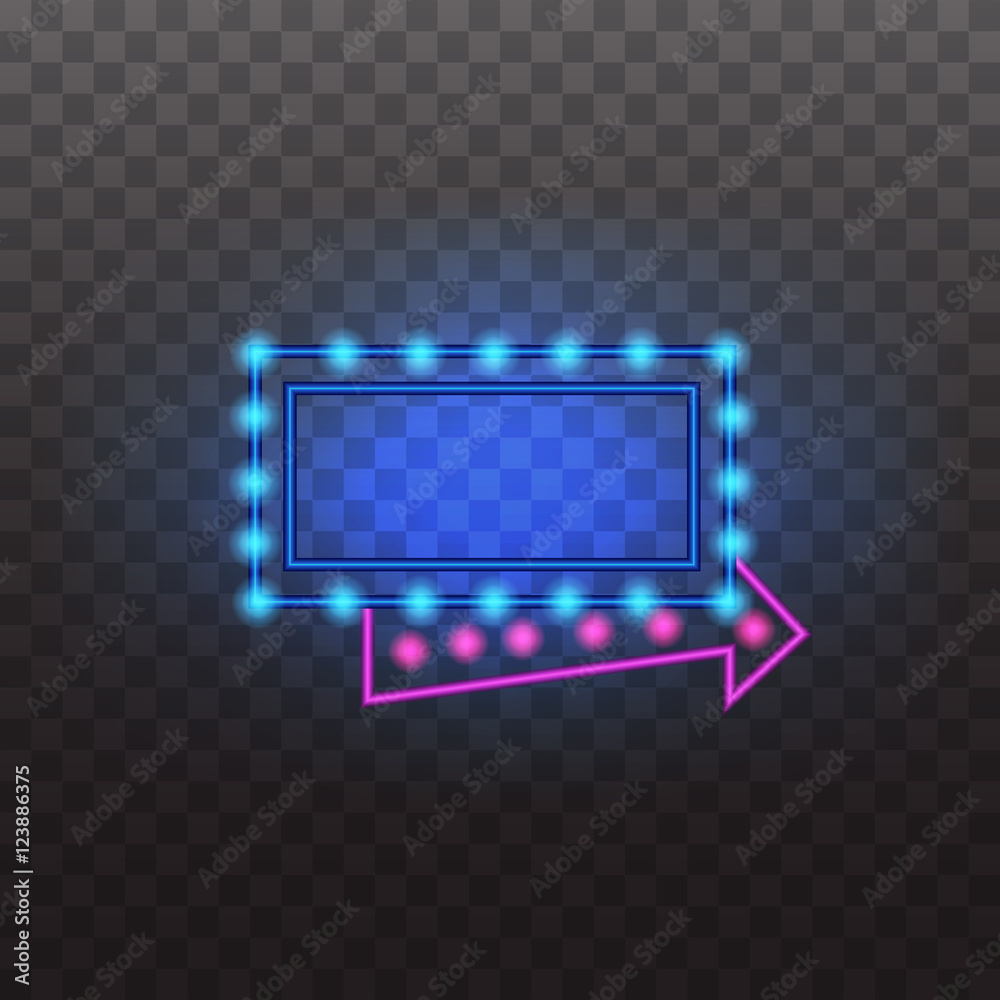 Glowing neon light signs illuminated isolated on transparent background ...
