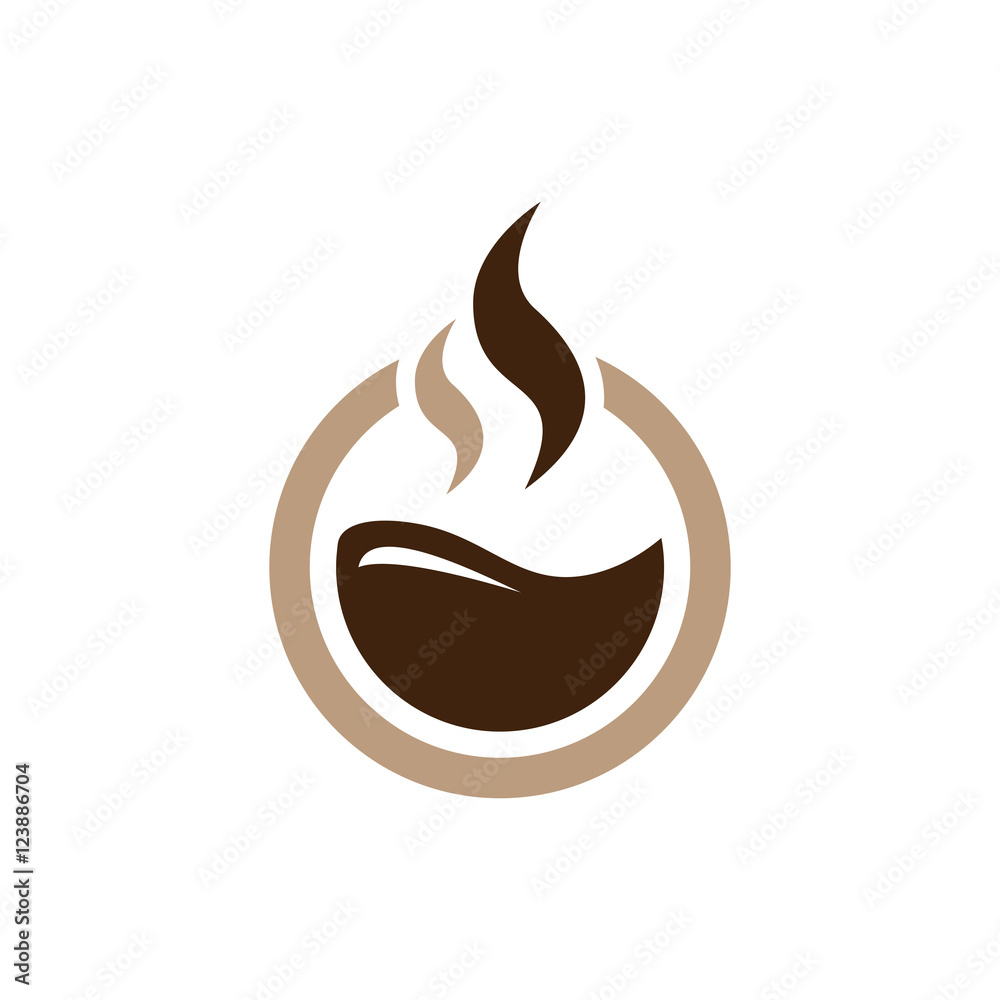 Circle Hot Coffee - Chocolate Simple Logo Icon Symbol Stock Vector ...