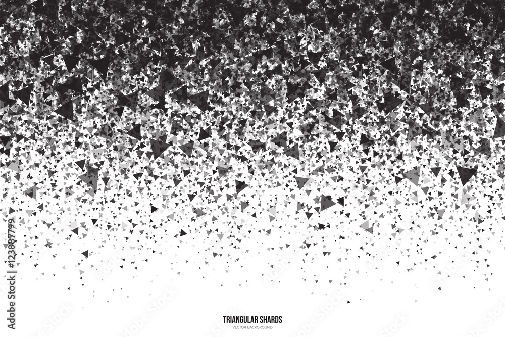 Abstract vector black triangular shards on white background. Scatter ...