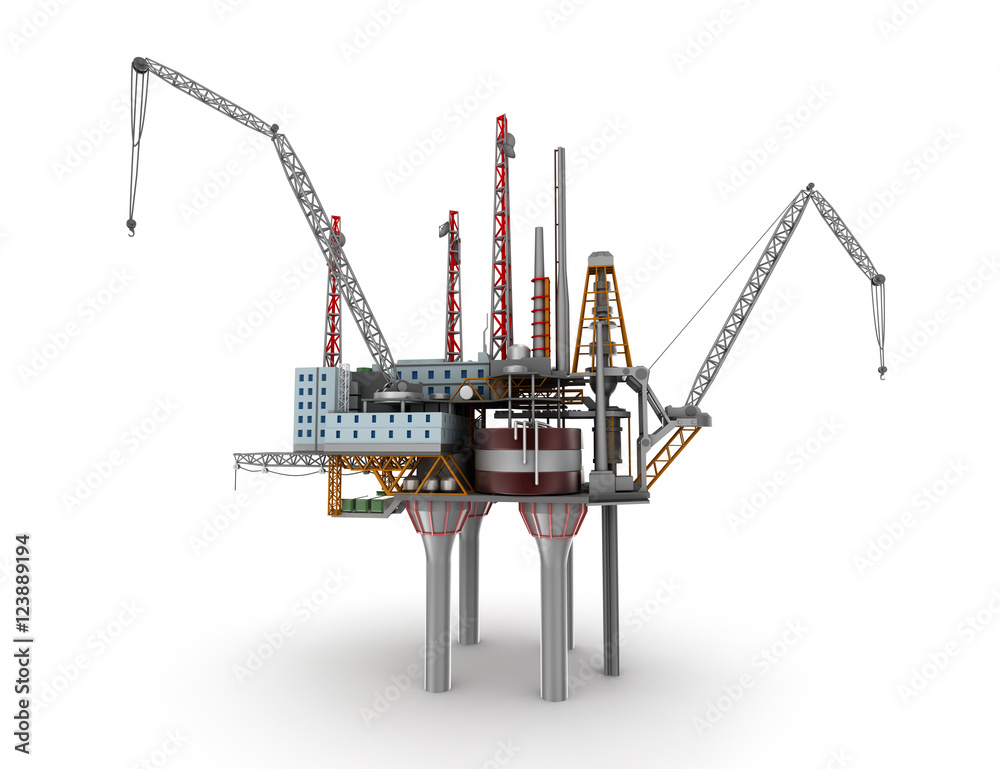 Drilling offshore Platform isolated on white. 3D illustration Stock ...
