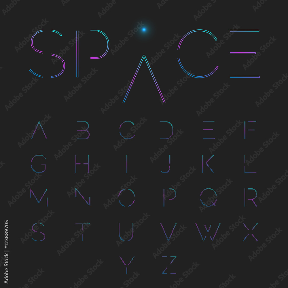 Font with minimal design. Typographic alphabet in a set. Modern ...