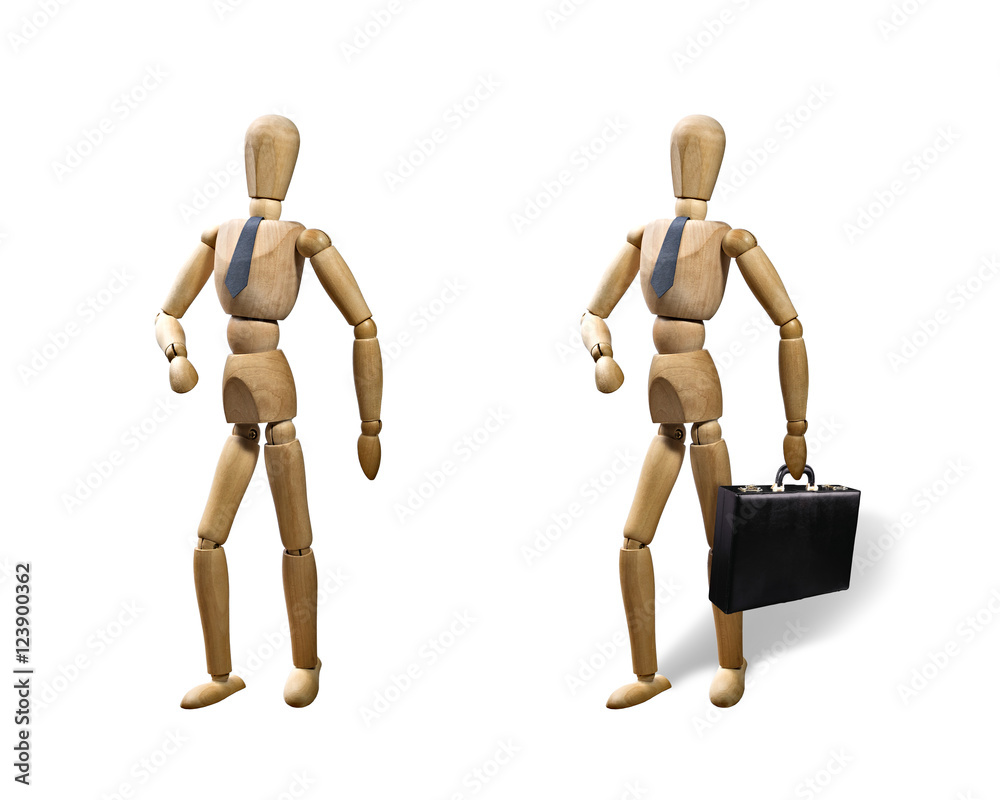 Set of two puppets, isolated on white background. Puppets are presented ...