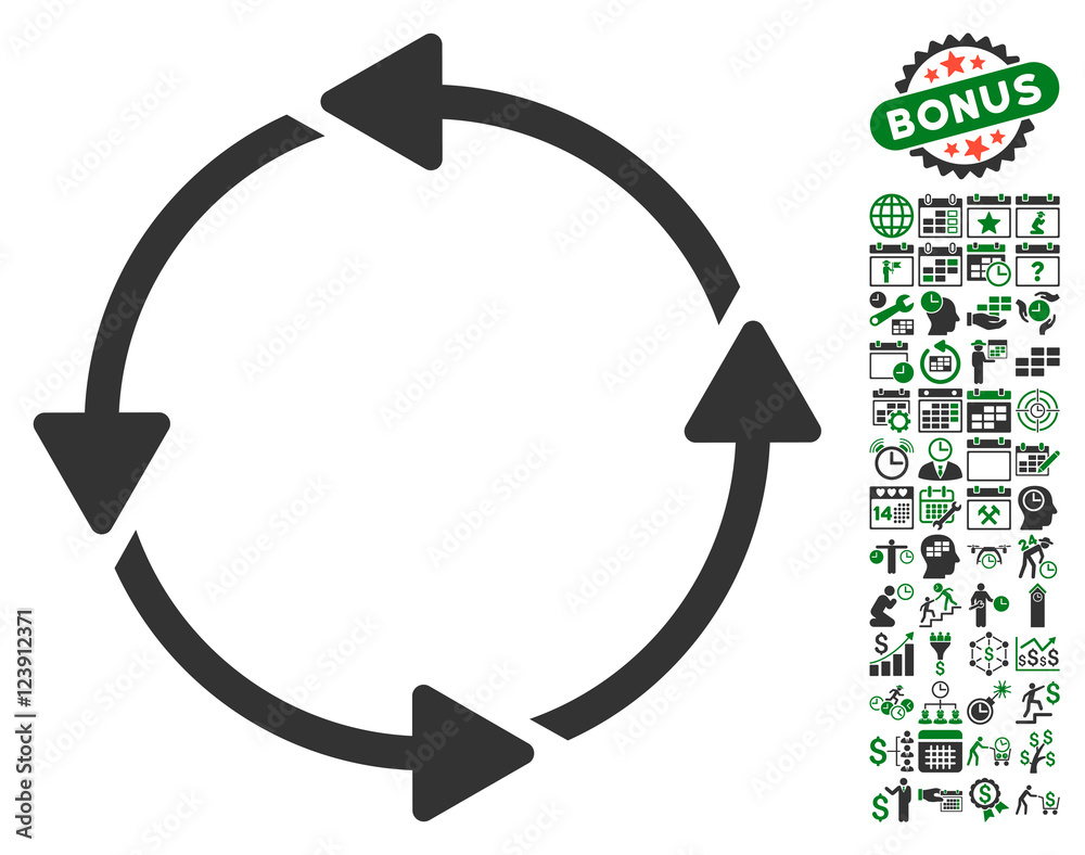 Vettoriale Stock Rotation CCW pictograph with bonus calendar and time ...
