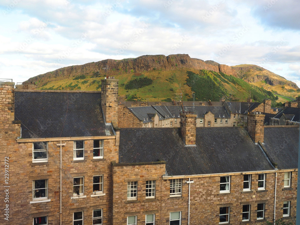 Arthur's Seat mountain hiking trail Holyrood Park Edinburgh Sco Stock ...