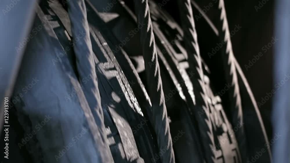 Vidéo Stock Four heavy elevator hoist ropes on mine shaft lifting ...