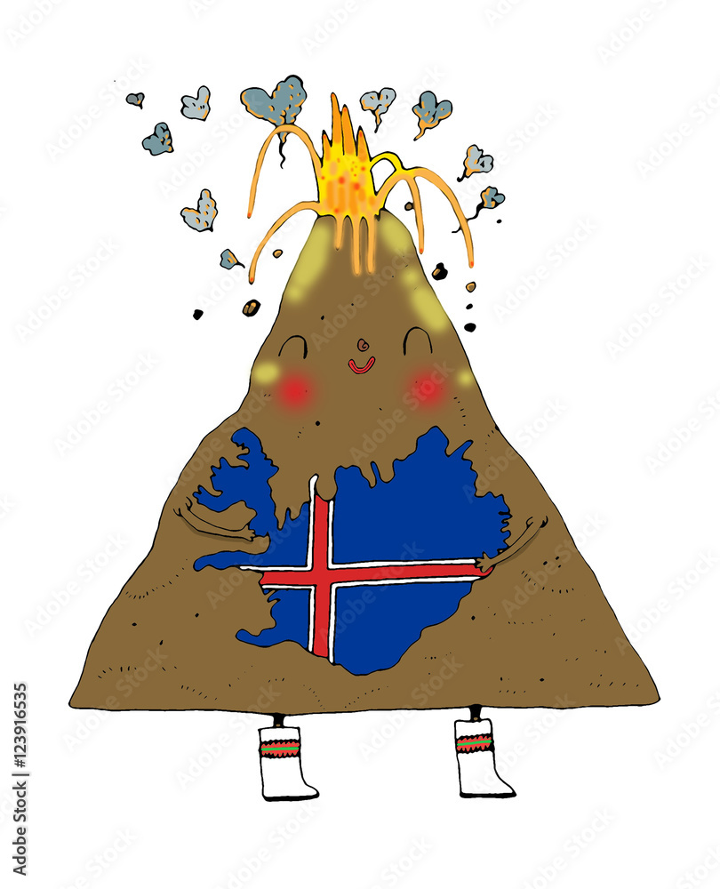 icelandic volcano cartoon illustration Stock Illustration | Adobe Stock