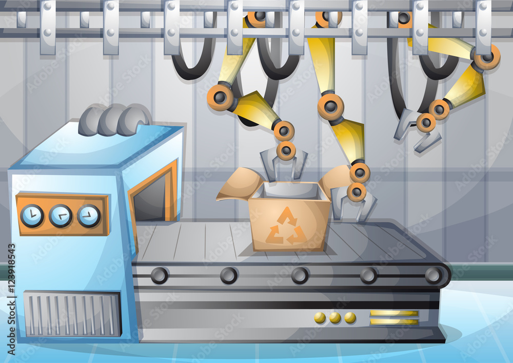 cartoon vector illustration interior factory room with separated layers ...