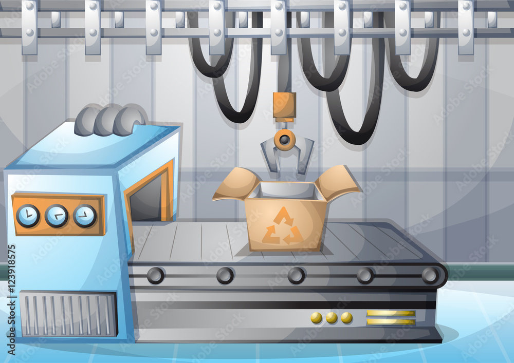 cartoon vector illustration interior factory room with separated layers ...