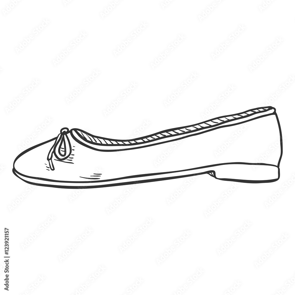 Vector Sketch Illustration - Pair of Women Ballet Flats. Side View ...