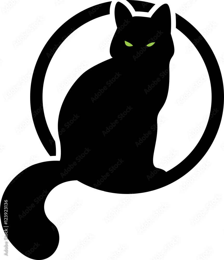 black cat in the circle. vector illustration Stock Vector | Adobe Stock