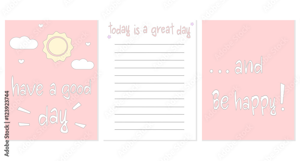 cute printable vector design template for notebook with positive and ...
