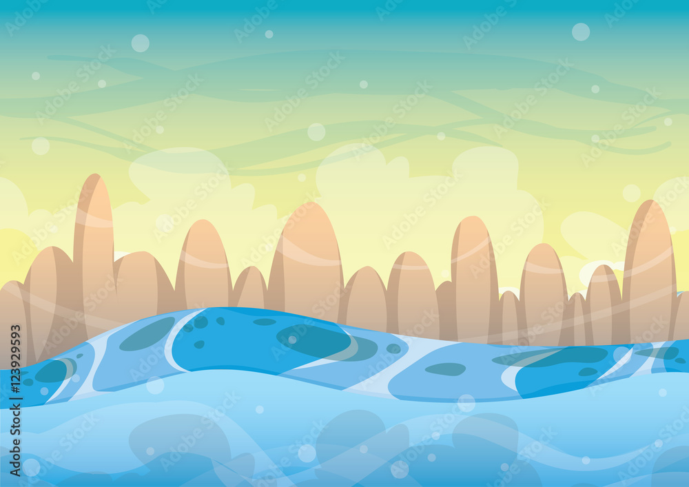 cartoon vector sea background with separated layers for game art and ...