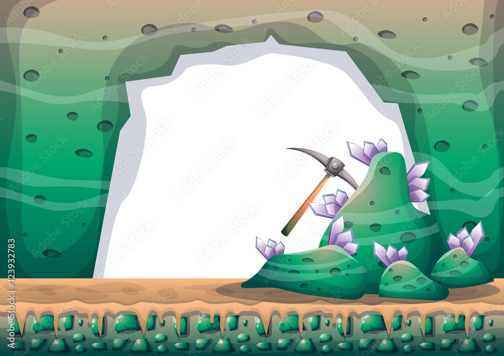 cartoon vector cave with separated layers for game and animation game ...