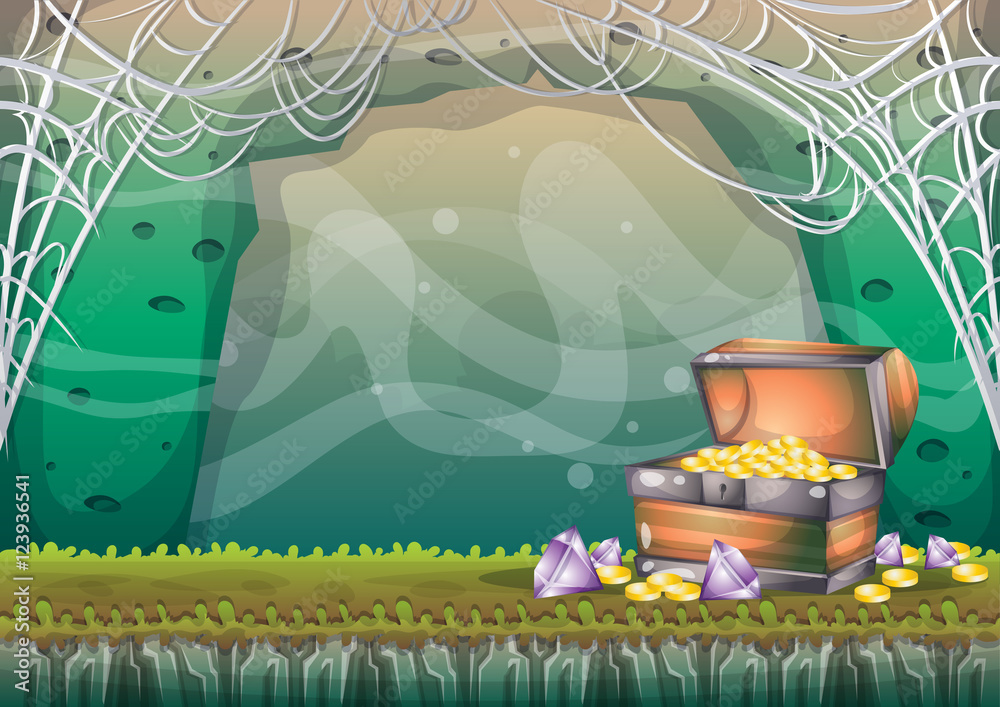 cartoon vector cave with separated layers for game and animation game ...