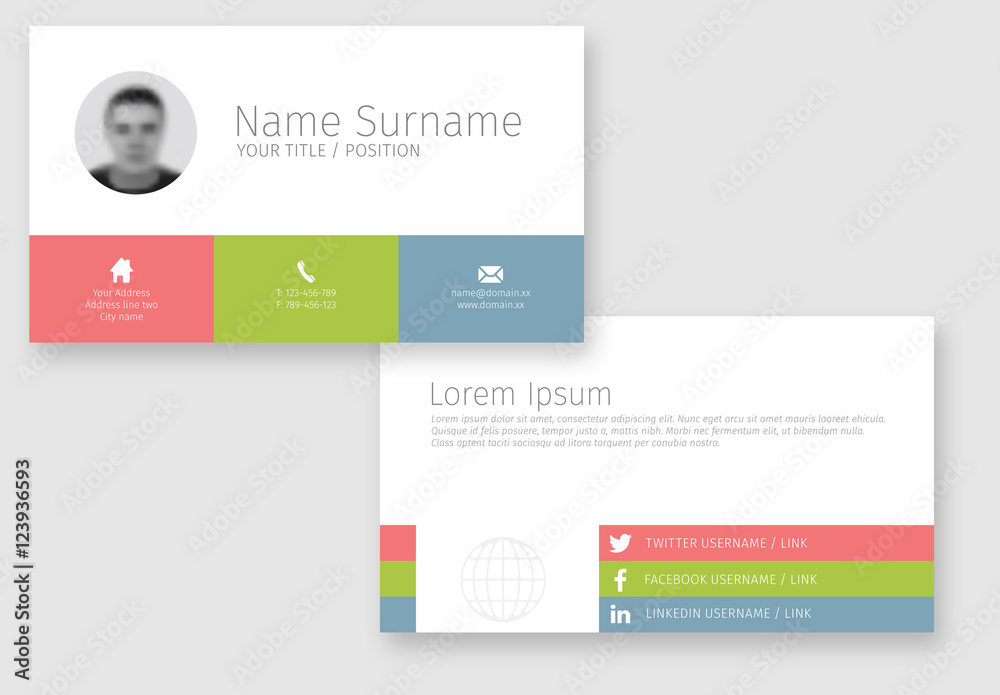 Three-Color Stripe Business Card Template Stock Template | Adobe Stock