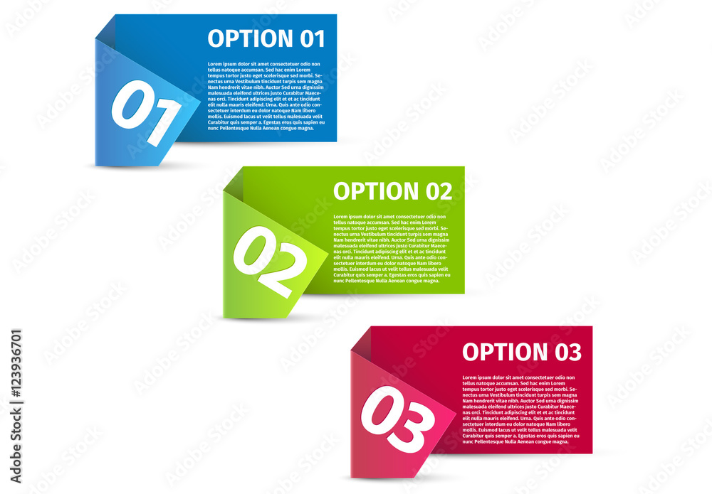 Three Numbered Ribbon Tab Elements Infographic Stock Template | Adobe Stock