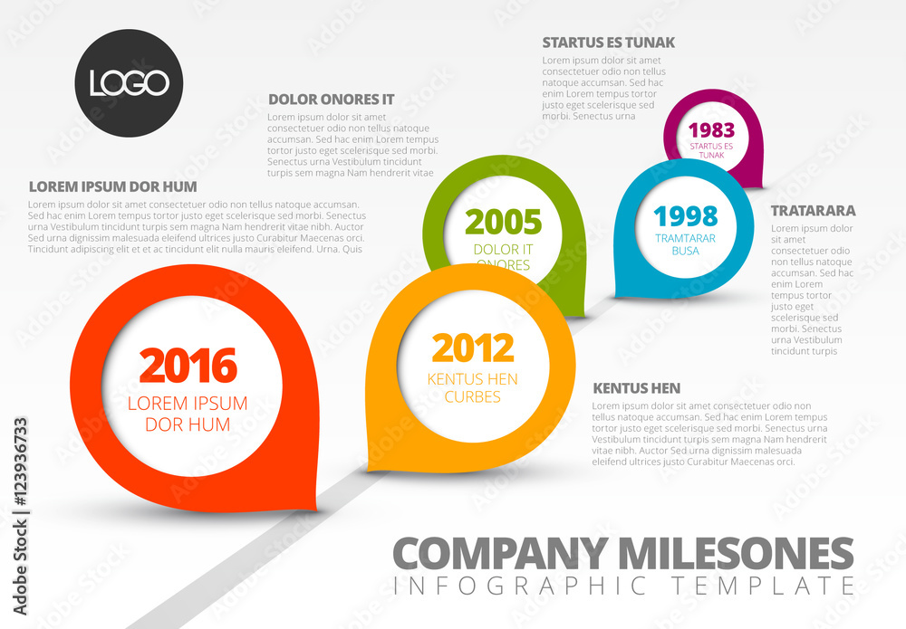 Colored Location Marker Element Timeline Infographic Stock Template ...