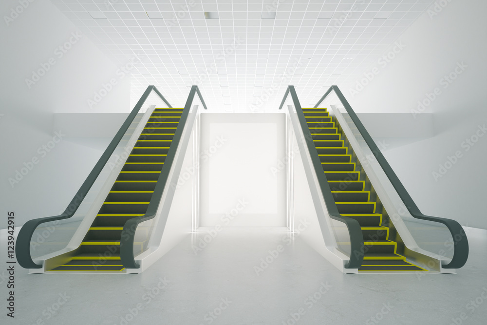 Escalator and poster front Stock Illustration | Adobe Stock