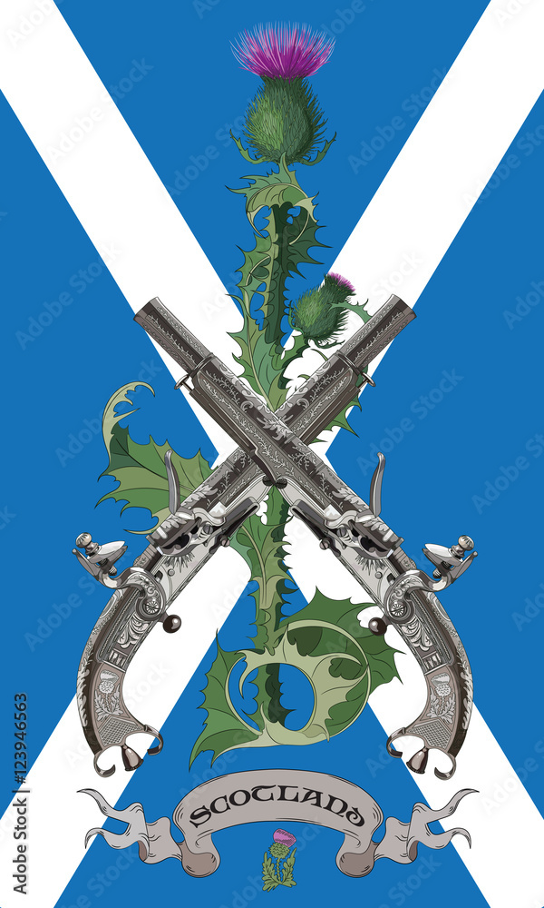 The Symbols Of Scotland. Scottish thistles and two crossed Scottish ...