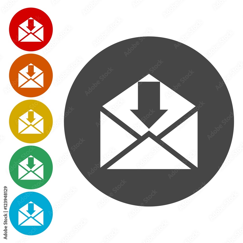Email web flat design circle icon.Mail icon. Envelope symbol. Message ...
