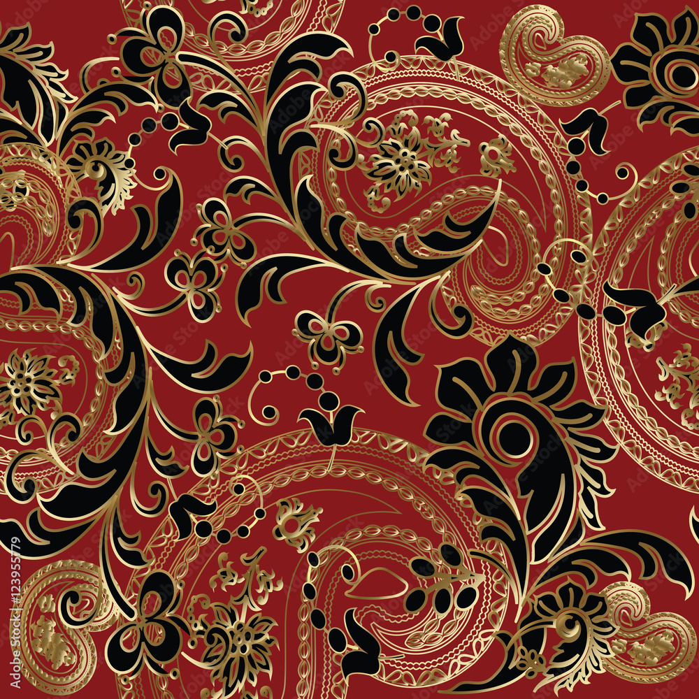 Black And Red Paisley Background