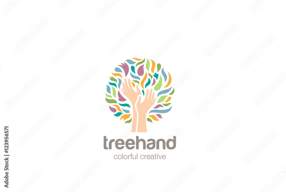 Hands Tree Logo design vector. Helping Charity Logotype icon Stock ...