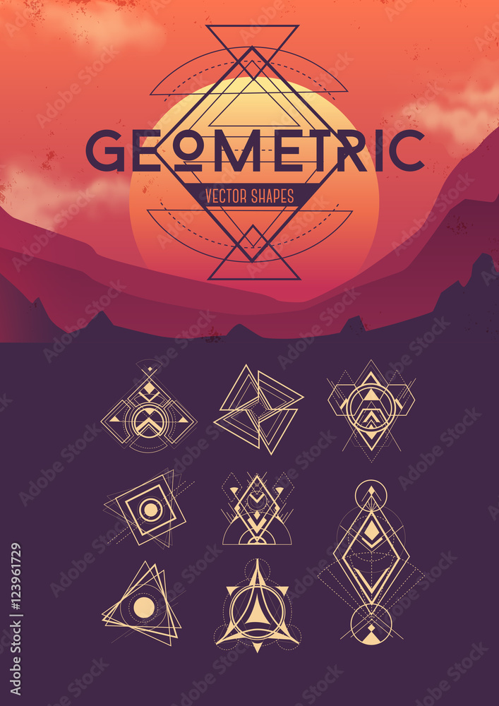 Different geometric vector shapes. Collection of design elements Stock ...