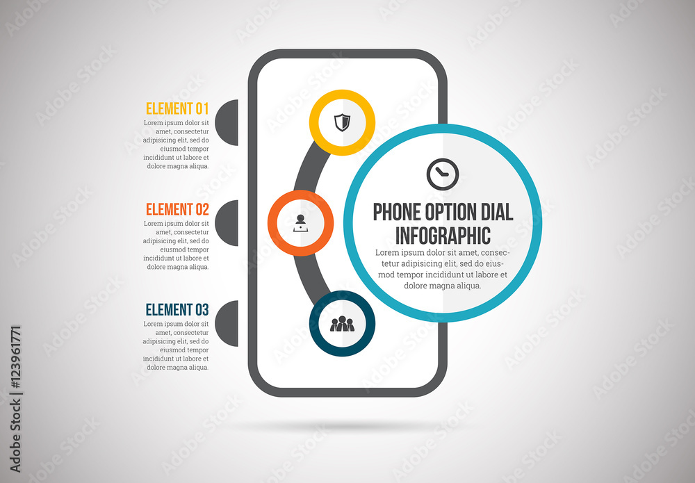 Phone Option Dial Infographic Stock Template | Adobe Stock