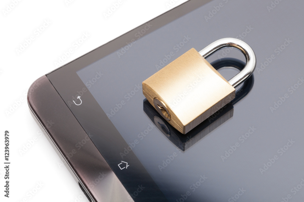 Smartphone with lock over it - mobile phone security and data ...