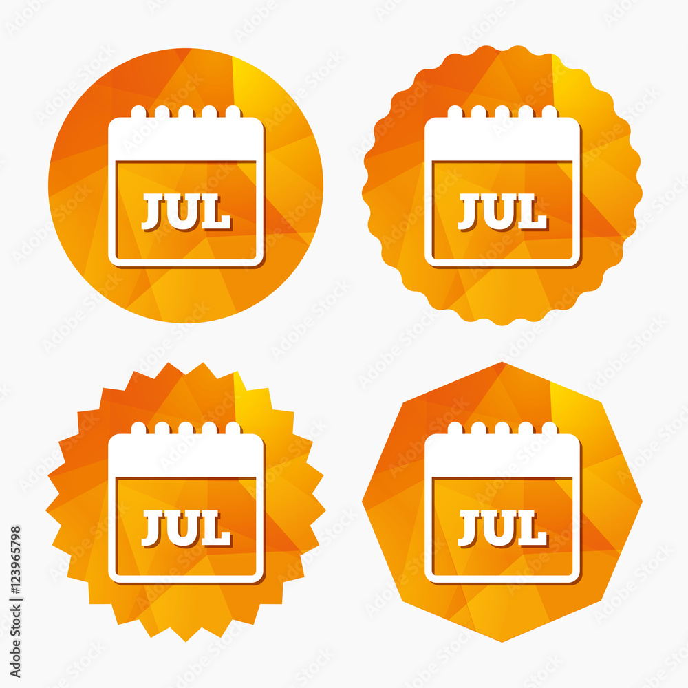 Calendar sign icon. July month symbol. Stock Vector | Adobe Stock
