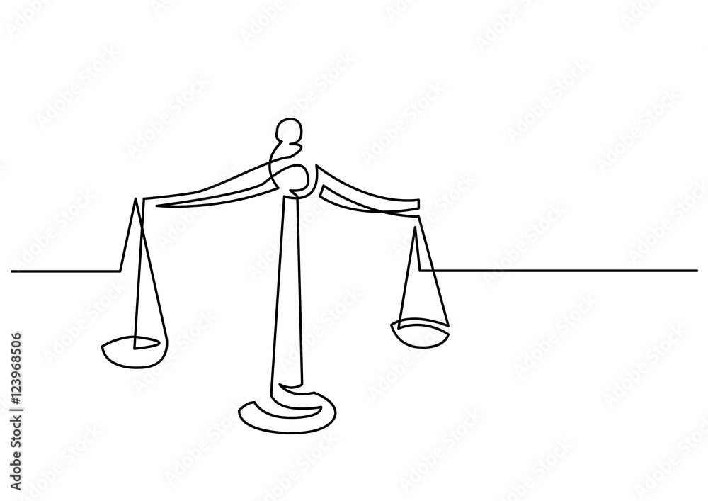 continuous line drawing of weight of justice Stock Vector | Adobe Stock