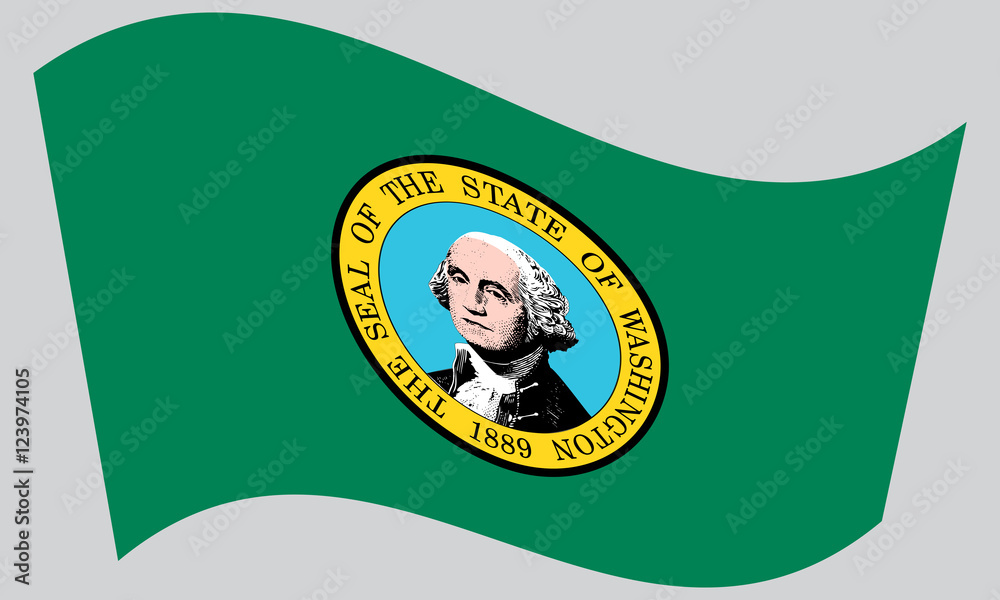 Flag of Washington state waving on gray background Stock Vector | Adobe ...