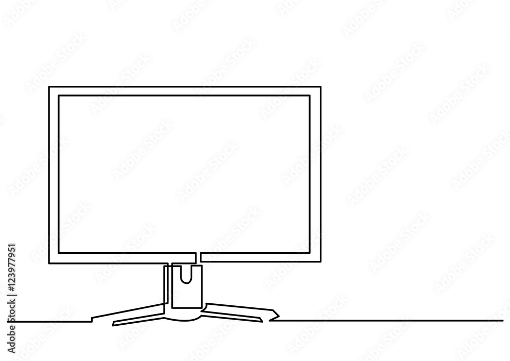 continuous line drawing of computer monitor Stock Vector | Adobe Stock