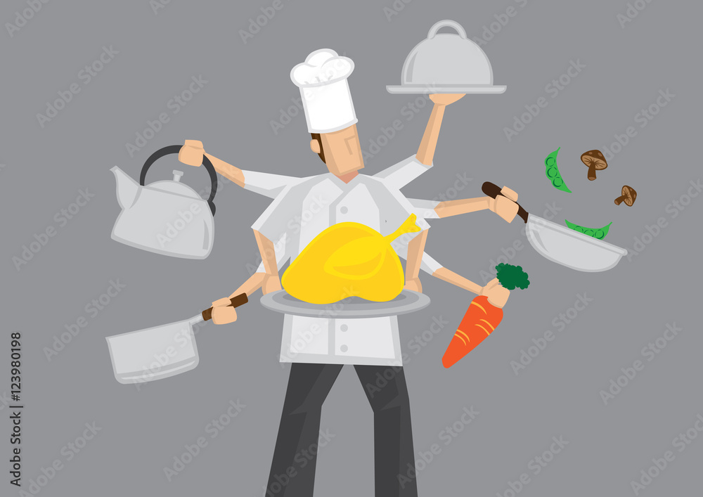 Busy Chef Cartoon Vector Illustration Stock Vector | Adobe Stock