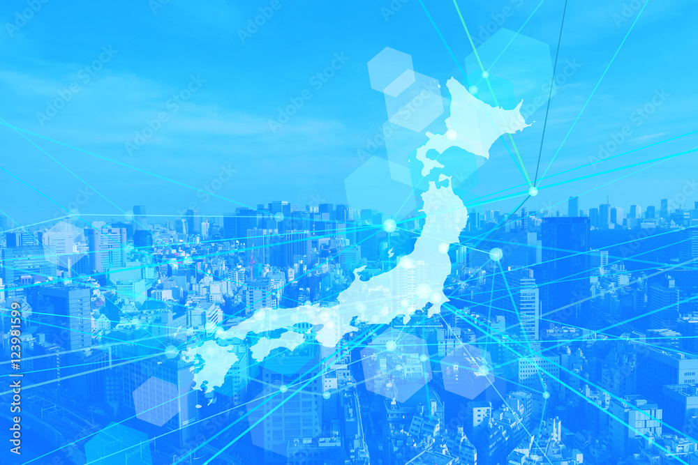 japan map business background-blue Stock Illustration | Adobe Stock