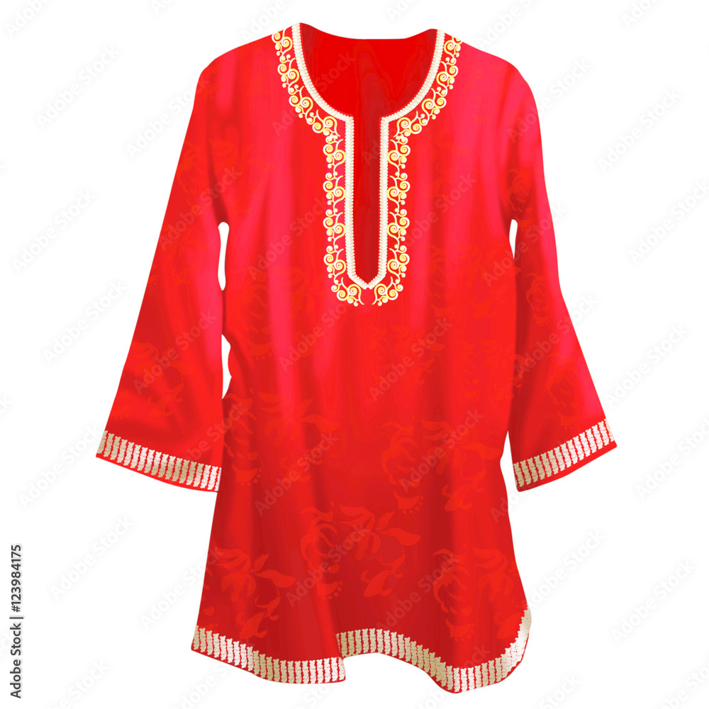 Red kurta Stock Illustration | Adobe Stock