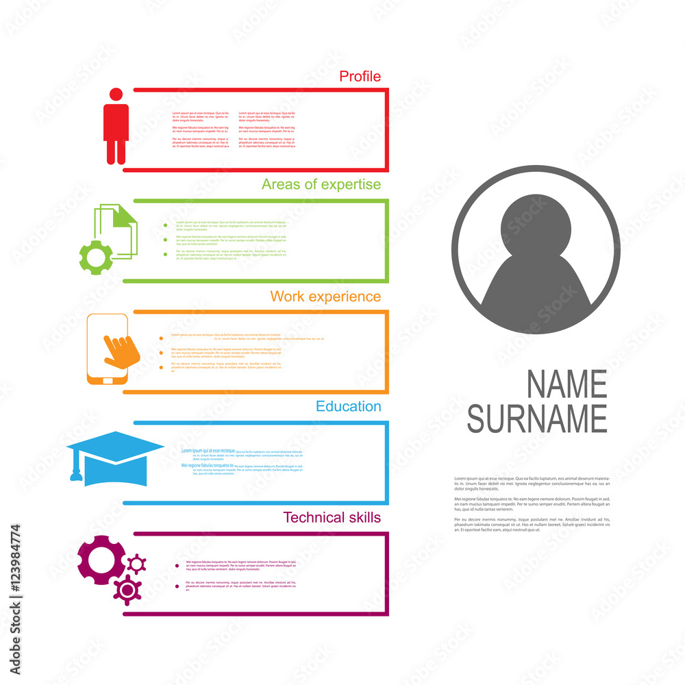 Vetor de Resume / CV template design with text box do Stock | Adobe Stock