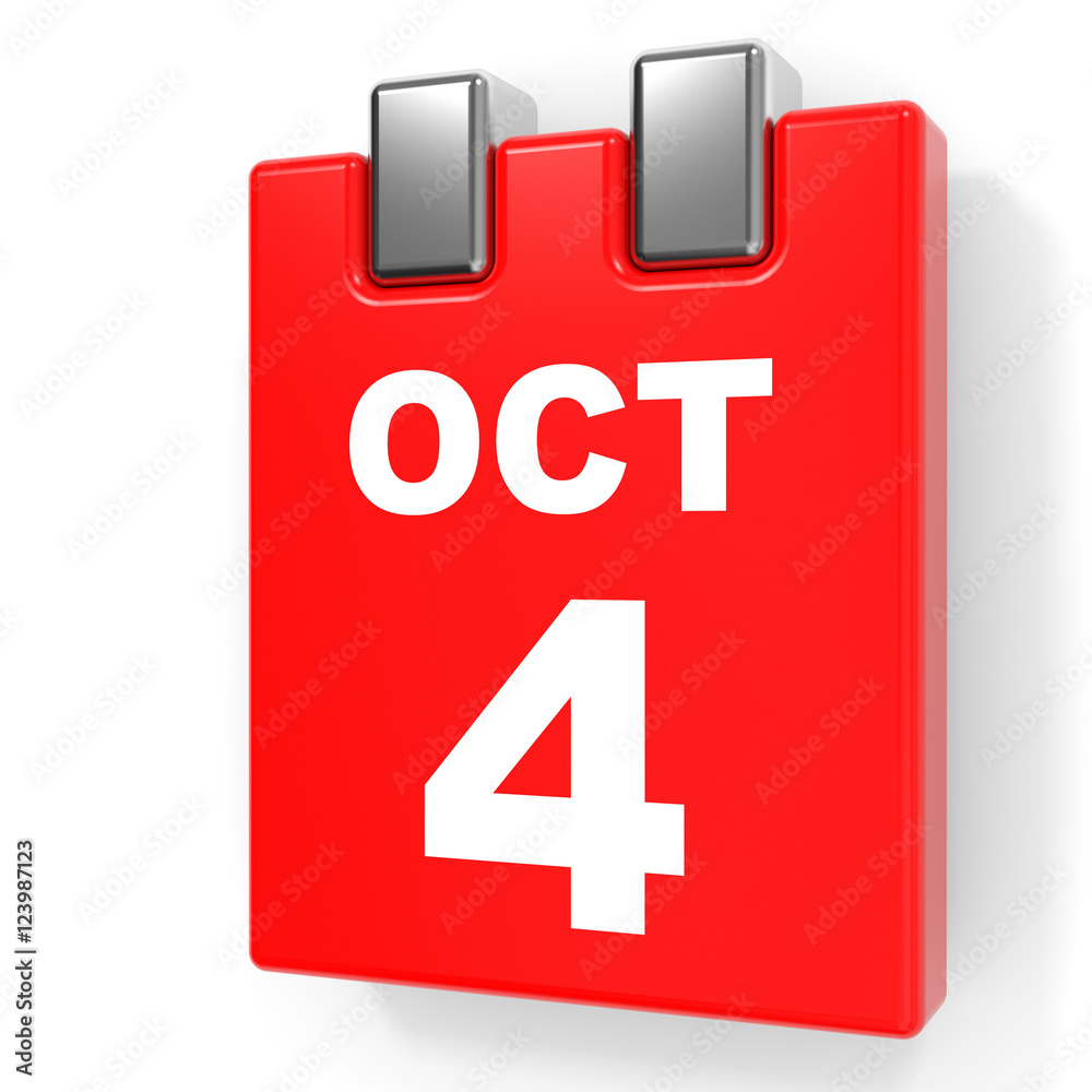 October 4. Calendar on white background. Stock Illustration | Adobe Stock