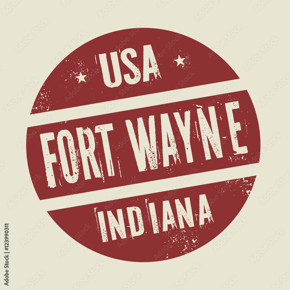 Grunge vintage round stamp with text Fort Wayne, Indiana Stock Vector ...